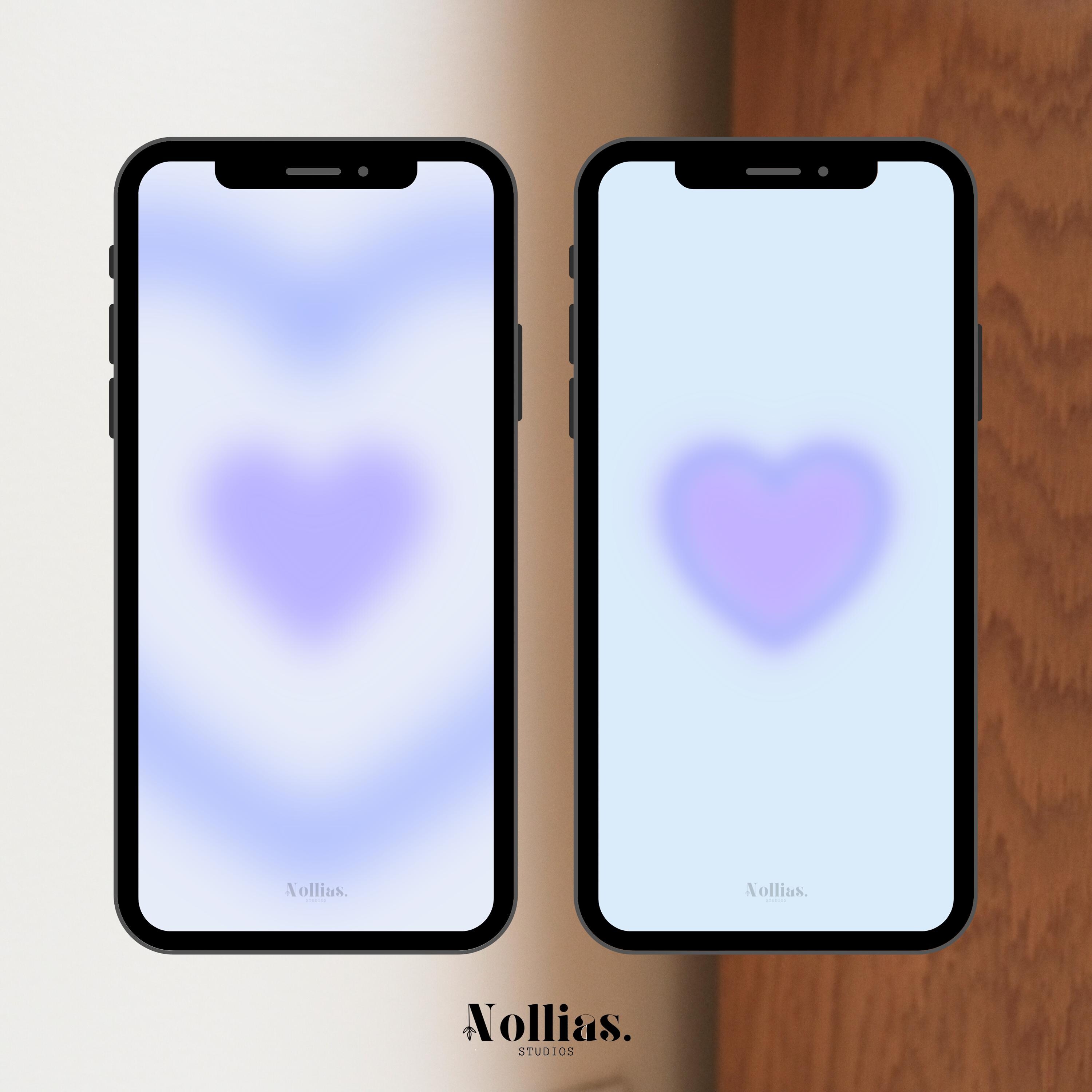 Blue Gradient Heart Phone Background Vibrant Pattern iPhone 4K ...