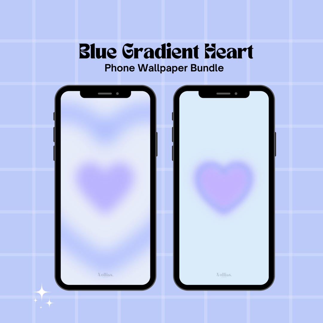 Blue Gradient Heart Phone Background Vibrant Pattern iPhone 4K ...