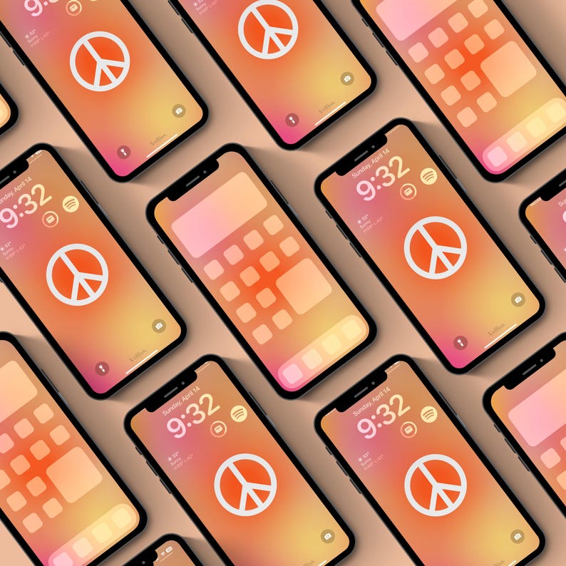 Boho Chic Peace Red Gradient Lock Screen Download | INSTANT iPhone ...