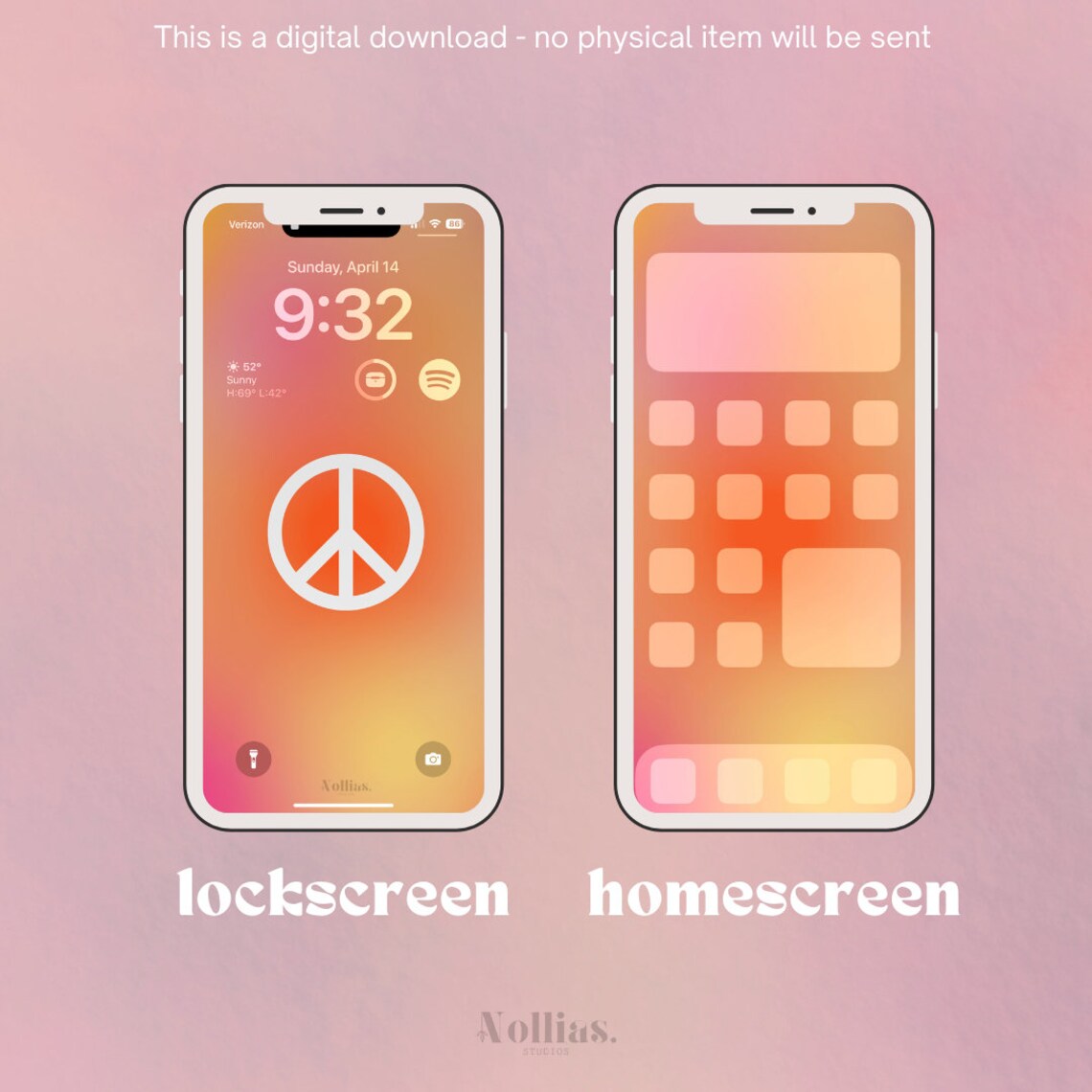 Boho Chic Peace Red Gradient Lock Screen Download INSTANT iPhone ...