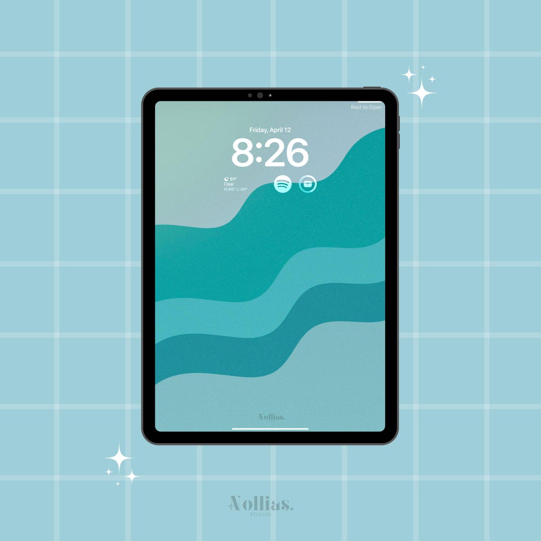 70s Retro Blue Waves Wallpaper | Instant Digital Download | iPad Tablet ...