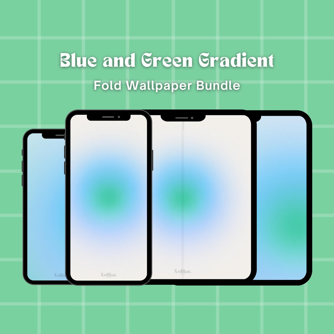 Blue and Green Gradient Fold Wallpaper Bundle | Phone Home Screen Lock ...