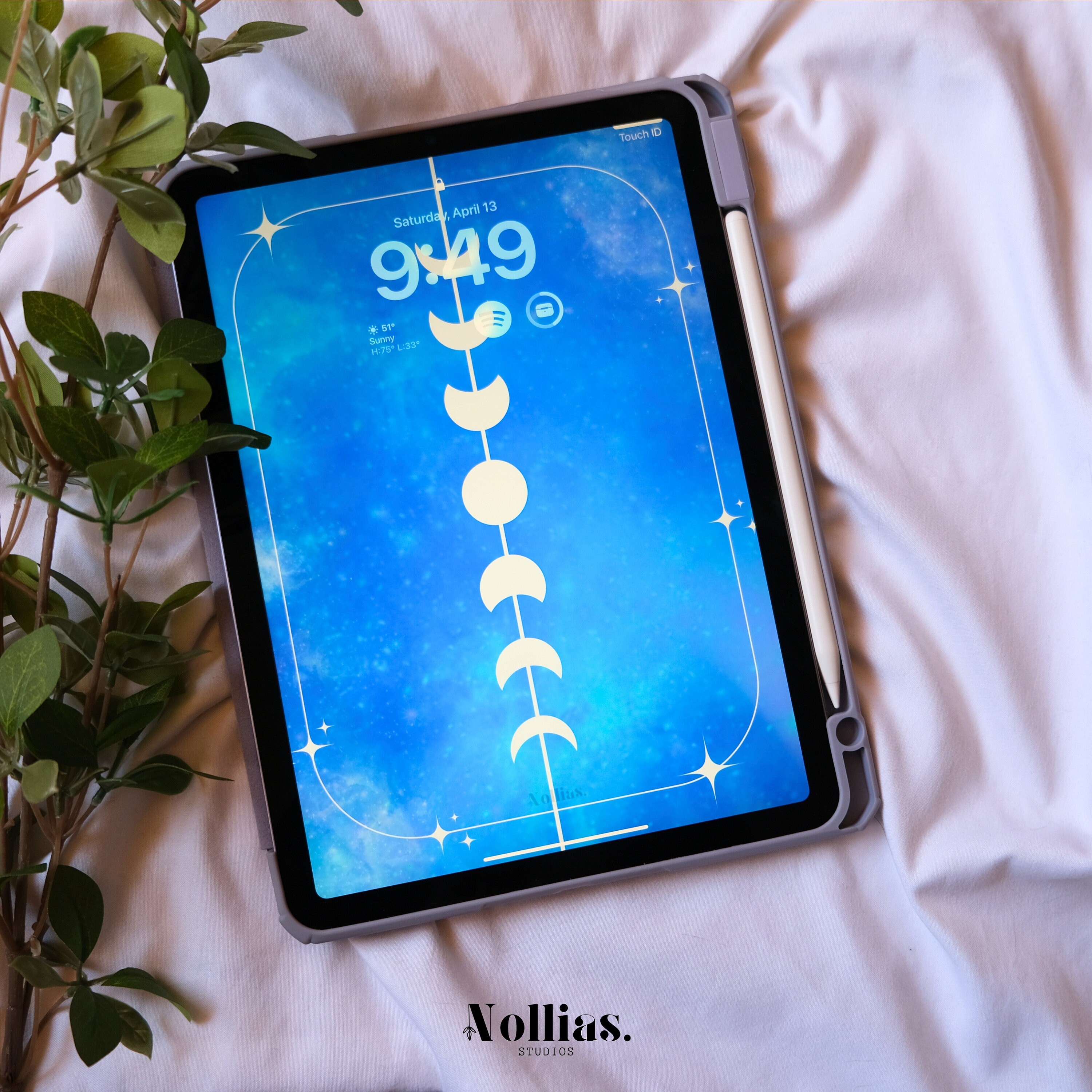 Celestial Moon Phases Digital Wallpaper | Cute Boho Tablet Background ...