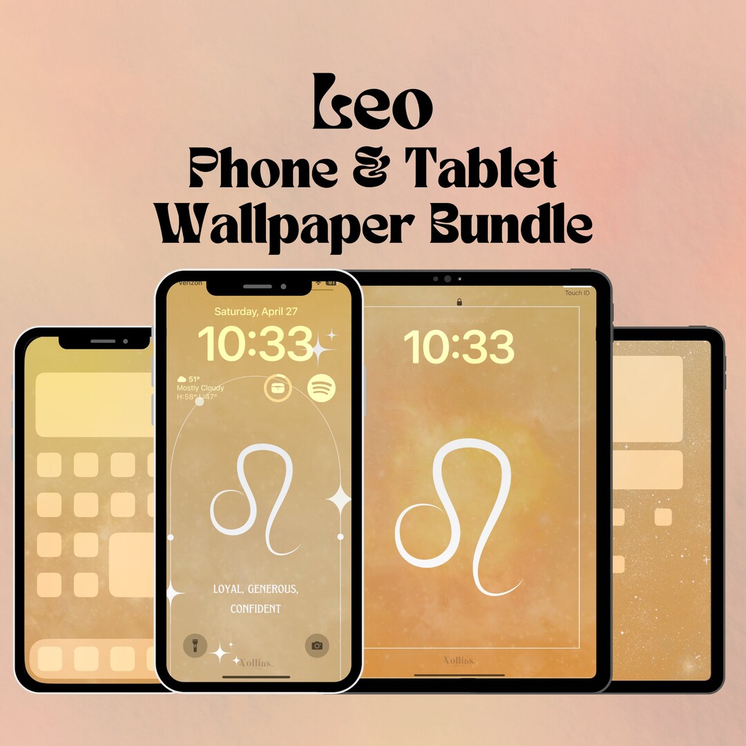 Leo Zodiac Lock Screen Celestial Symbols Instant Digital Download Phone ...