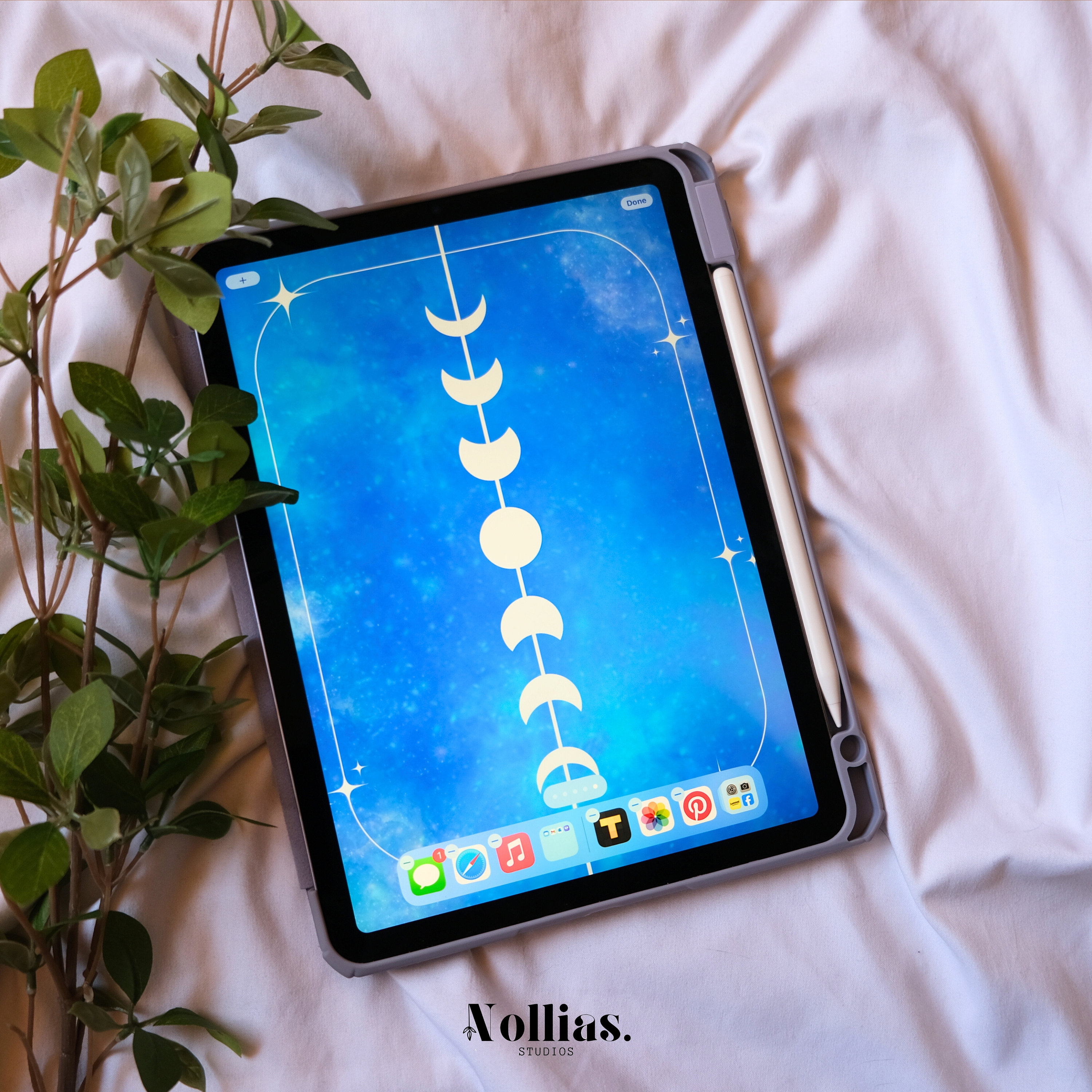 Celestial Moon Phases Digital Wallpaper | Cute Boho Tablet Background ...