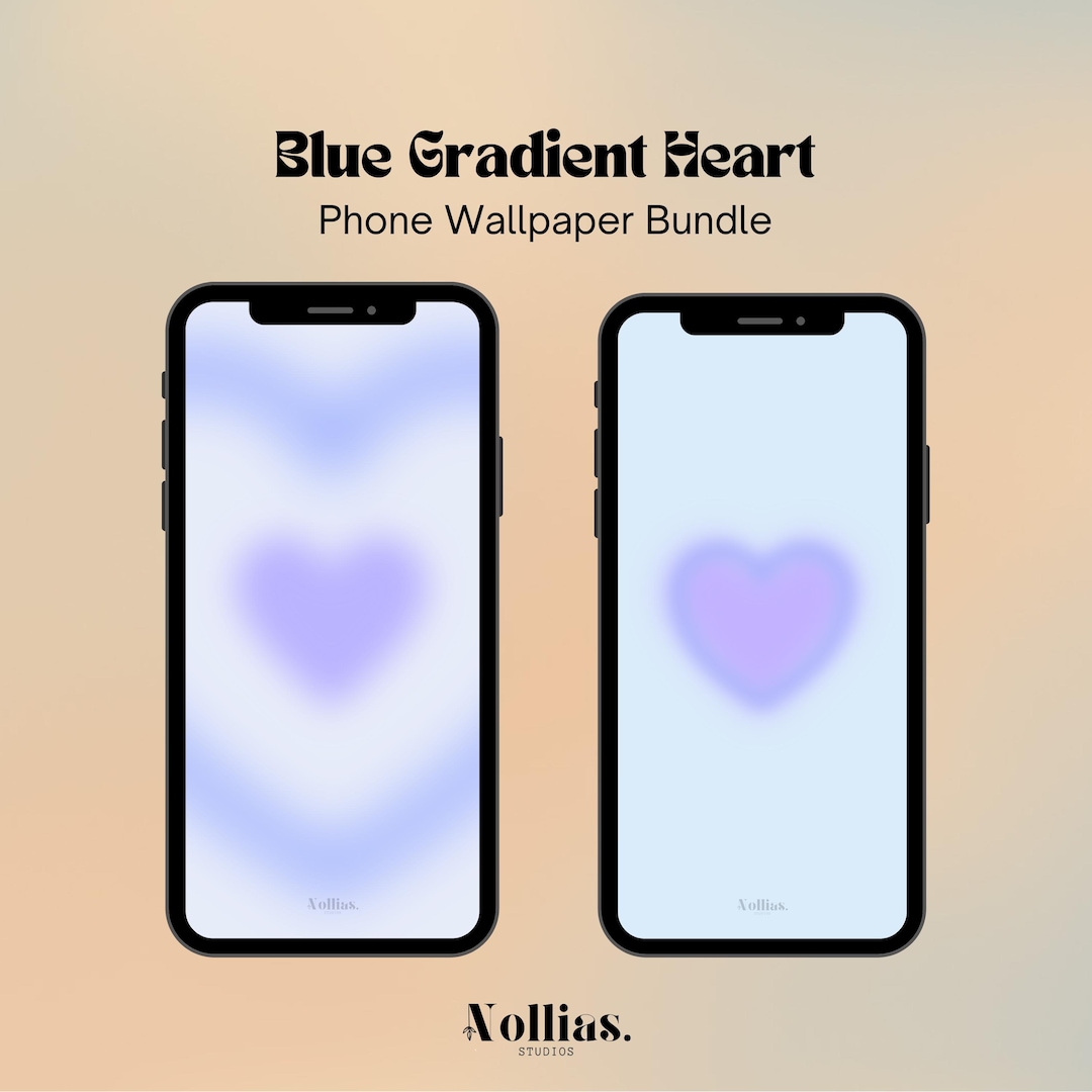 Blue Gradient Heart Phone Background Vibrant Pattern iPhone 4K ...