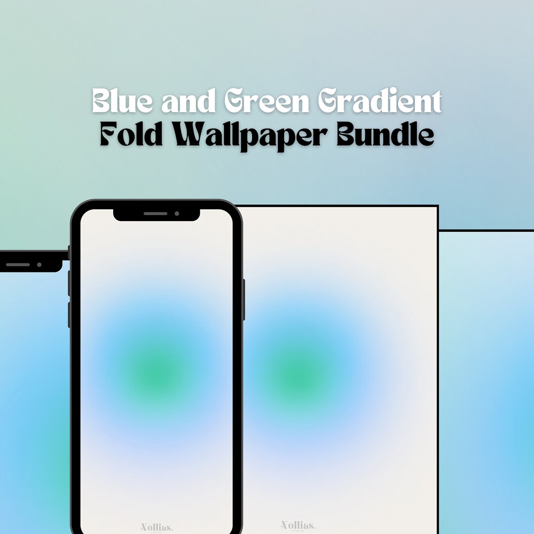 Blue and Green Gradient Fold Wallpaper Bundle Phone Home Screen Lock ...