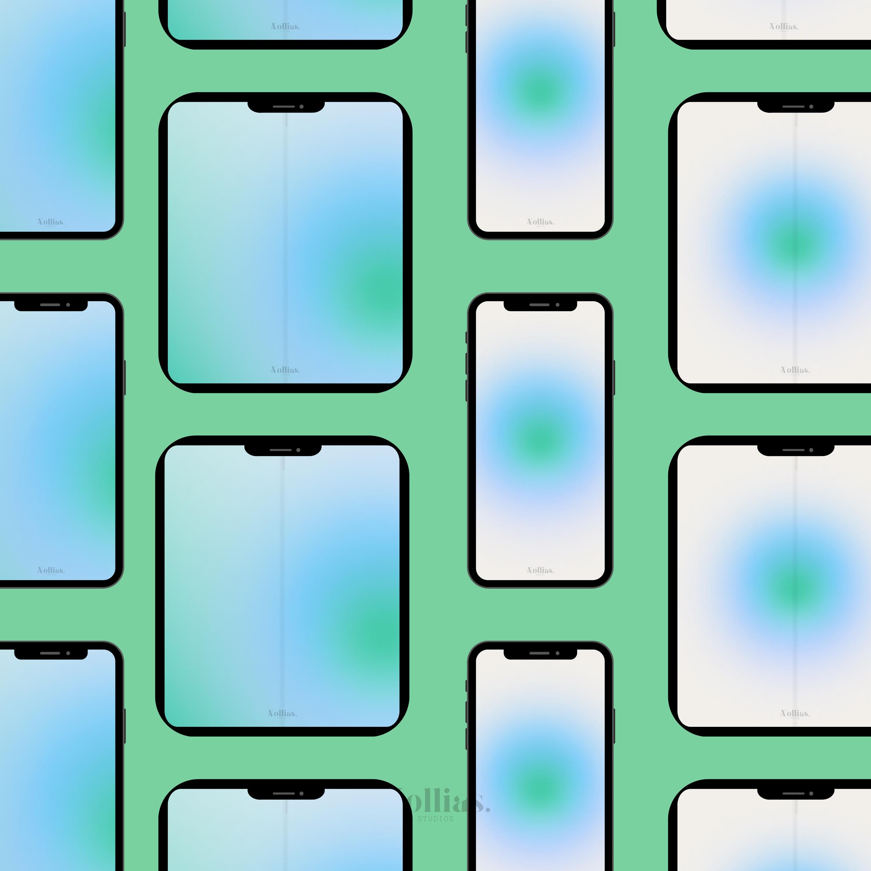 Blue and Green Gradient Fold Wallpaper Bundle | Phone Home Screen Lock ...