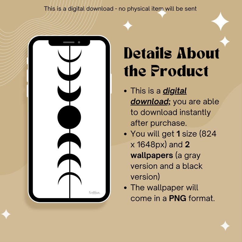 Moon Phases Boox Palma Wallpaper | E-reader Background | Boho Bohemian ...