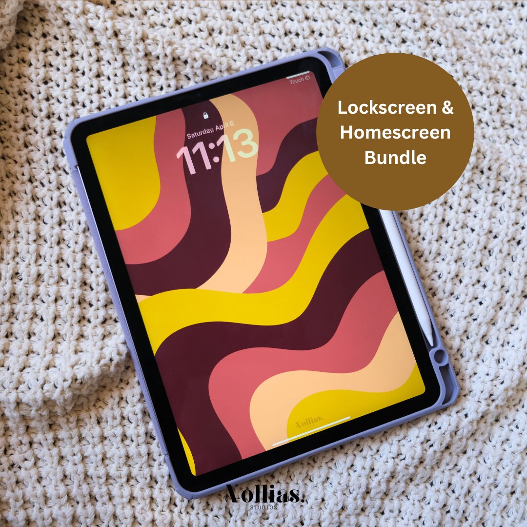 70s Warm Waves Wallpaper Instant Digital Download for Tablet Nostalgic ...