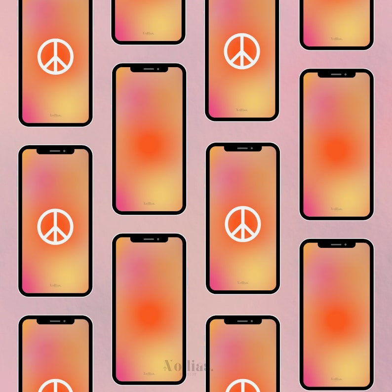 Boho Chic Peace Red Gradient Lock Screen Download INSTANT iPhone ...