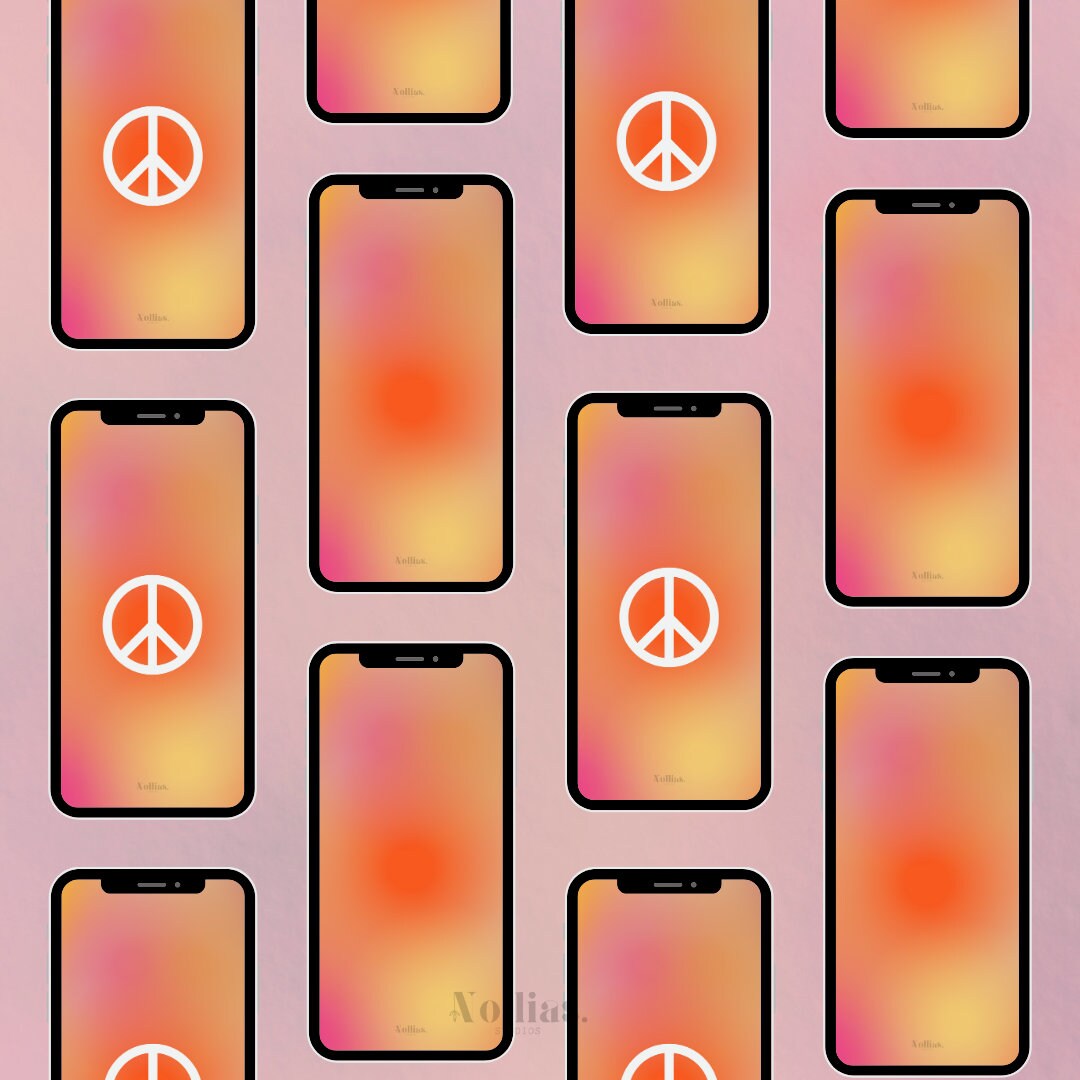Boho Chic Peace Red Gradient Lock Screen Download INSTANT iPhone ...