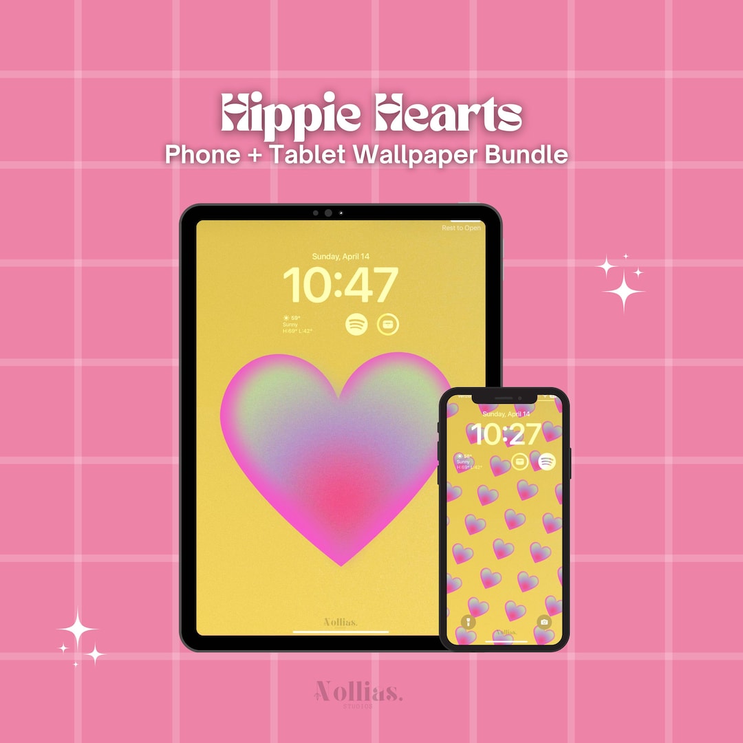 Hippie Gold Heart Lock Screen | Digital Download Bundle for iPhone and ...