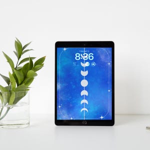 Celestial Moon Phases Digital Wallpaper | Cute Boho Tablet Background ...