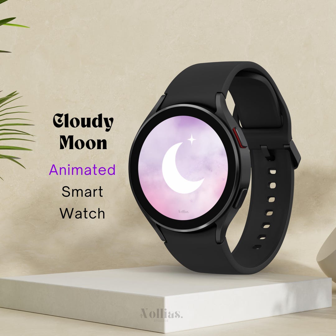Whimsical Cloudy Moon Smart Watch Background | Pink Purple Samsung ...