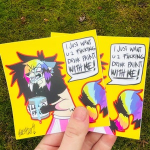 Furry Scene 2000s “paint Drinker” Sticker - Etsy