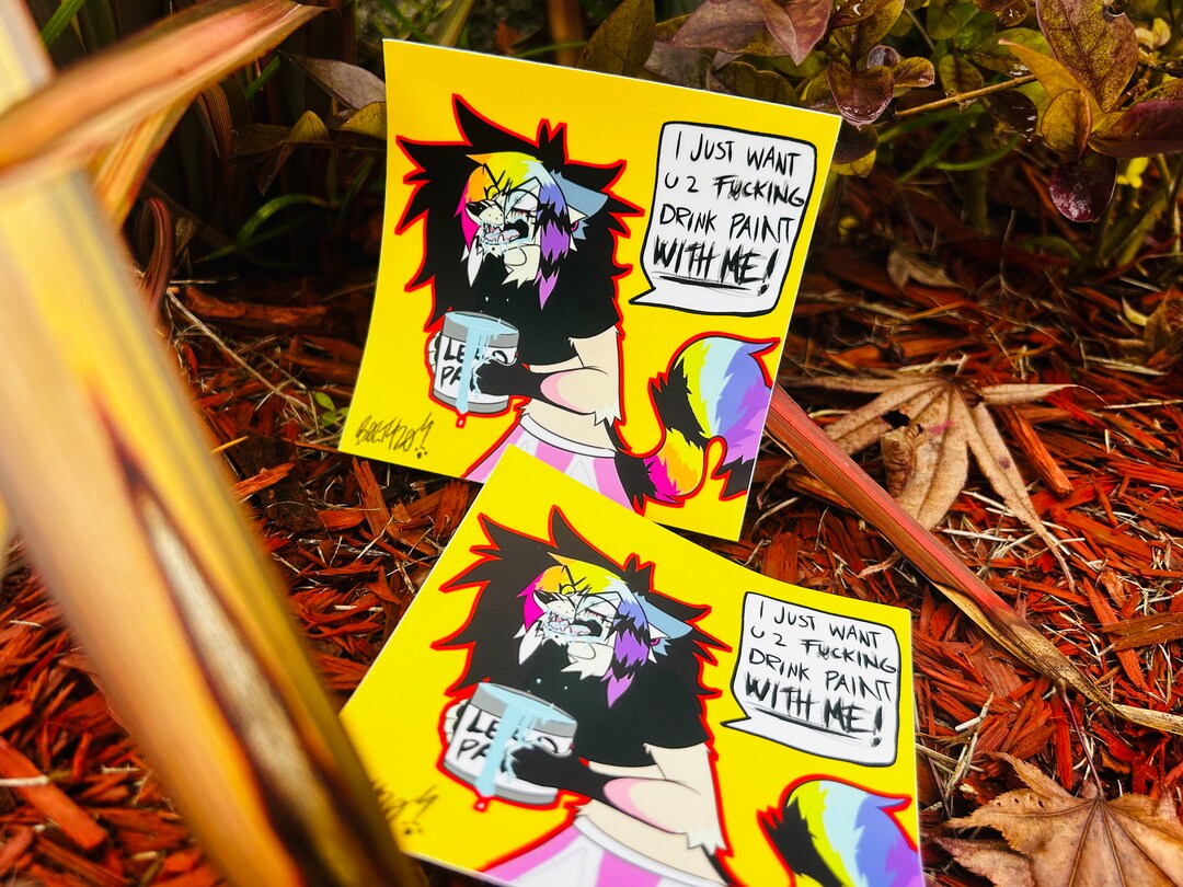 Furry Scene 2000s “paint Drinker” Sticker - Etsy