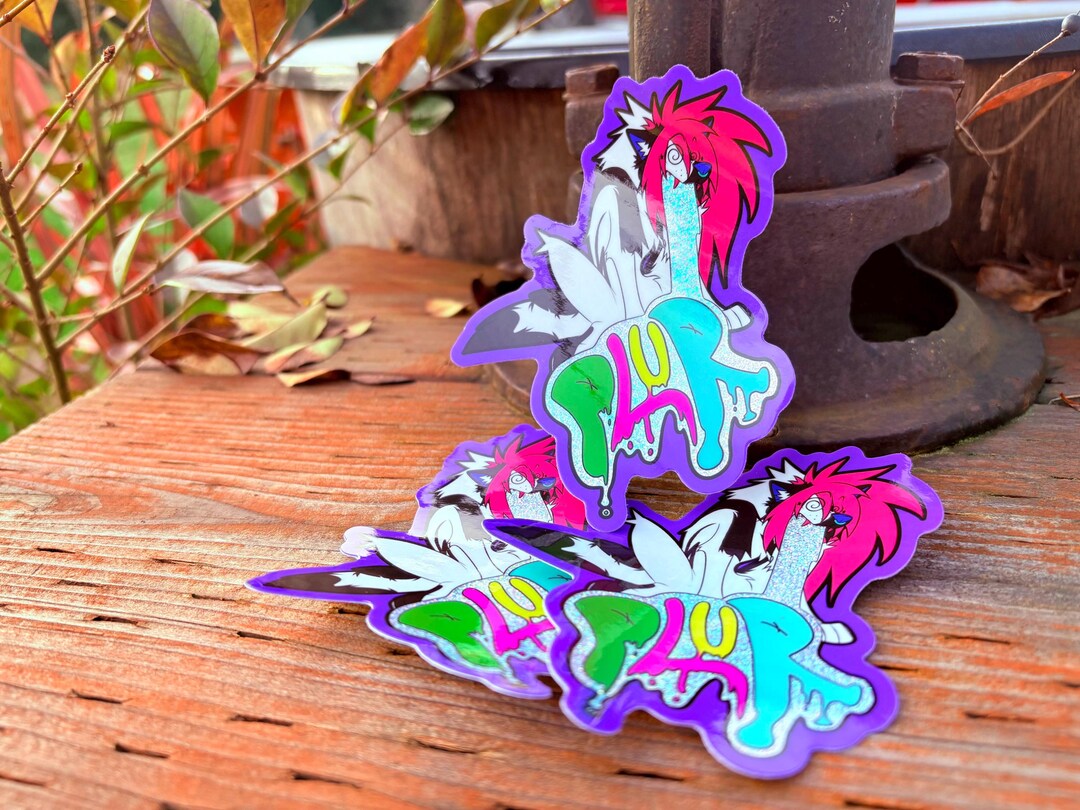 Scene Furry 2000s "sparkledog Vomit" PLUR Holo Glitter Sticker - Etsy
