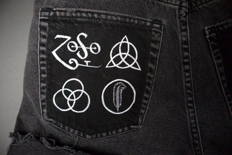 Led Zeppelin IV Painted Custom Denim Shorts Unique Festival Cut Offs ...