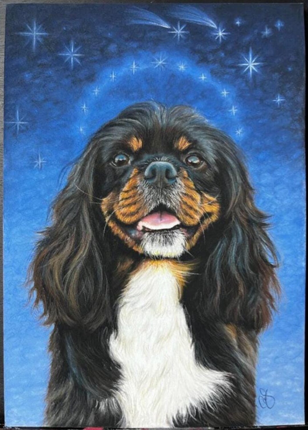 Custom Pet Portrait: Chalk Pastel Painting With Celestial Sky - 5x7 ...