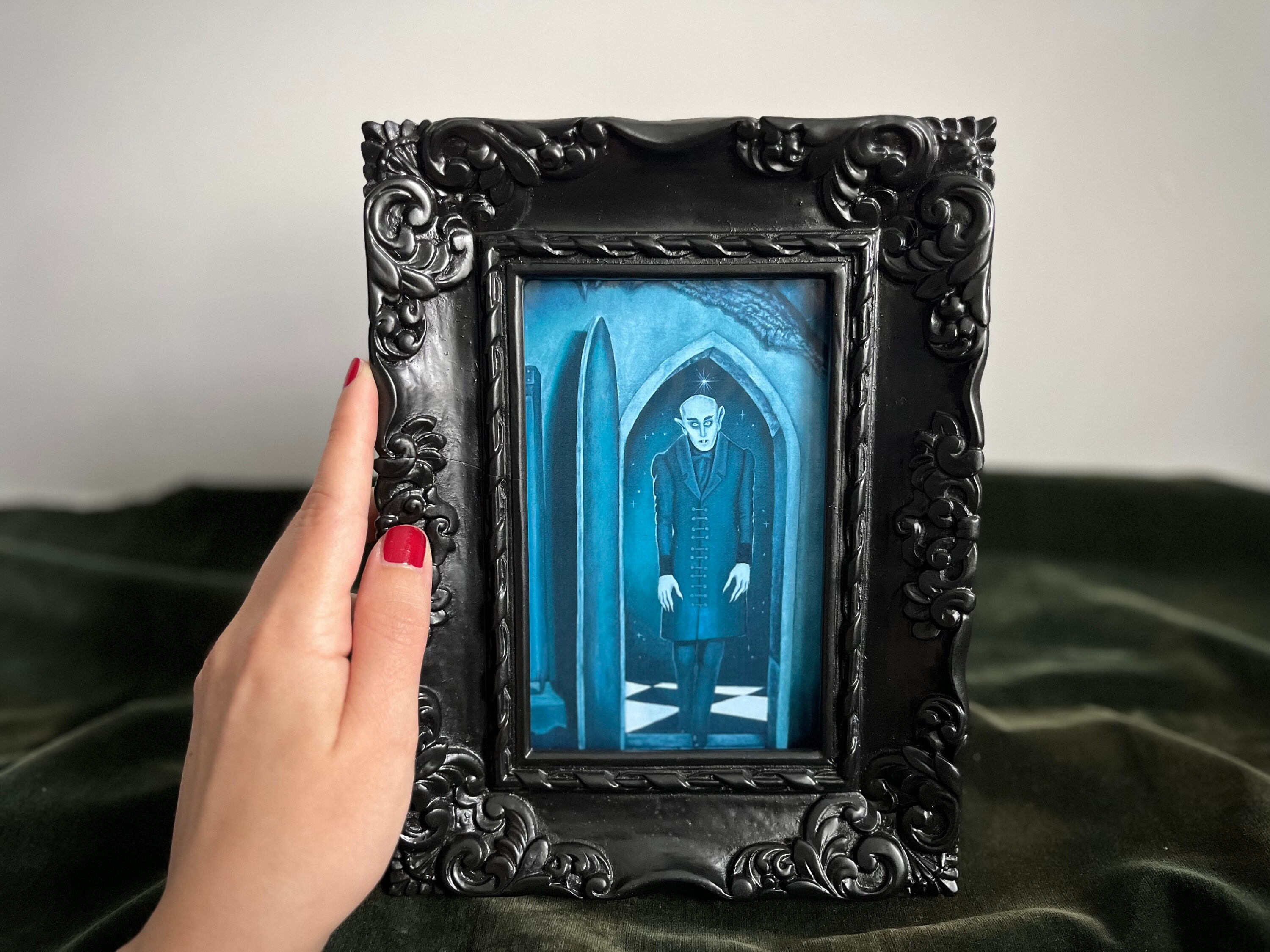 Hand Painted Nosferatu Art Print Goth Dark Academia Framed Wall Art ...
