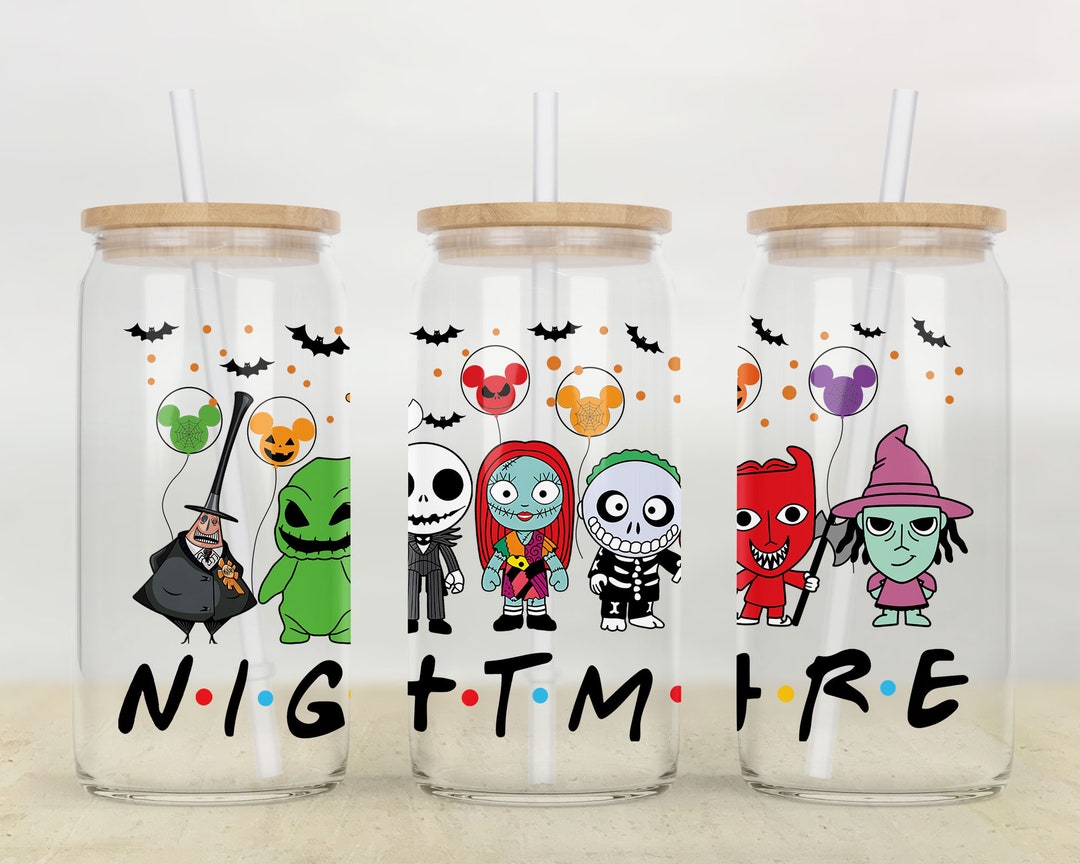Halloween Nightmare Glass Can Wrap Png Horror Halloween 16oz - Etsy