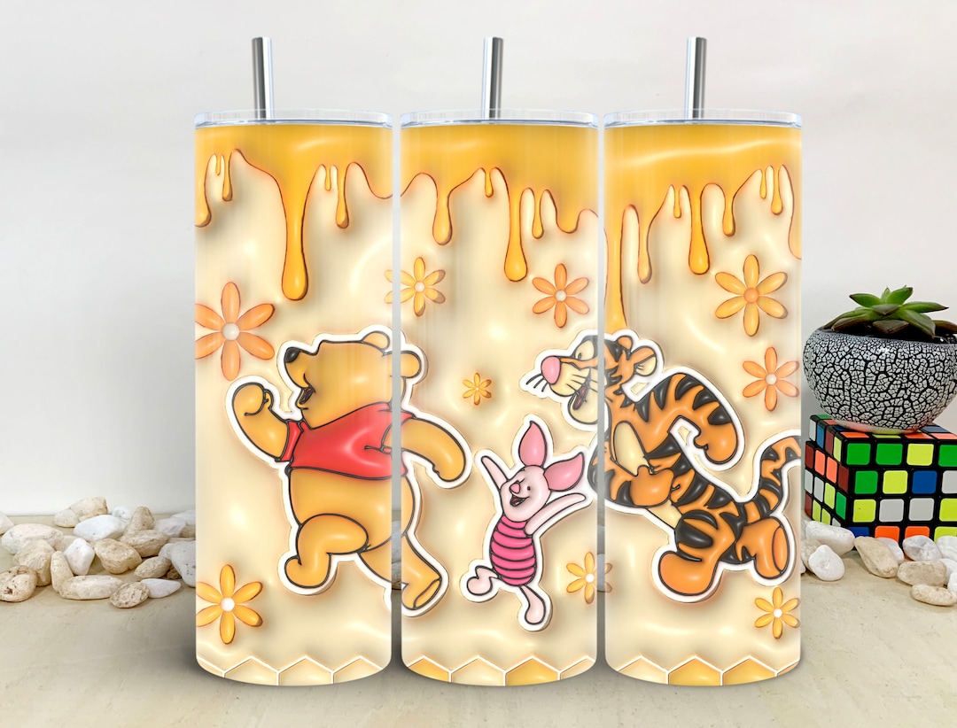 3D Puff Winnie the Pooh Tumbler Print, 3D Sublimation Wraps, Pooh Bear ...