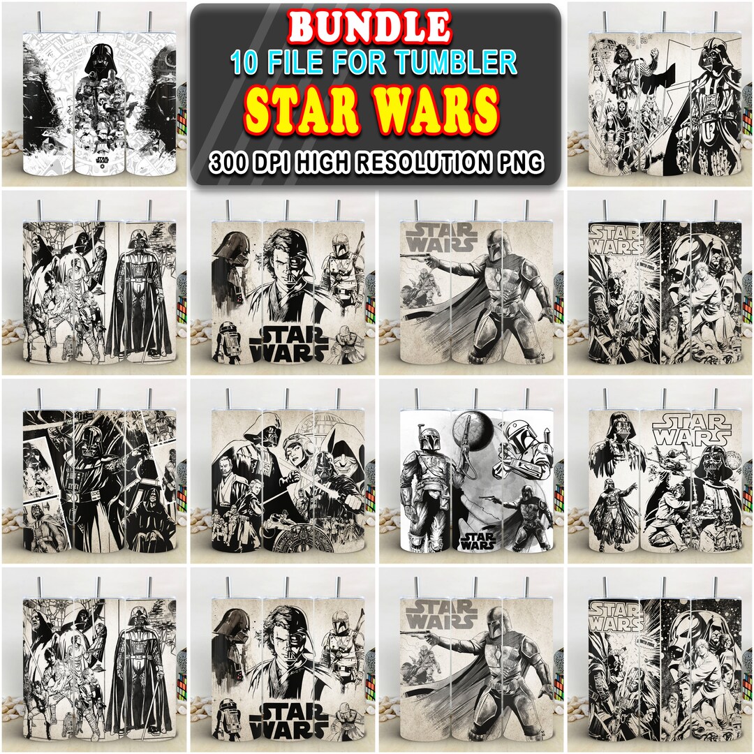 Bundle 10 File for Star Wars Characters Tumbler Wrap, 20oz Skinny ...