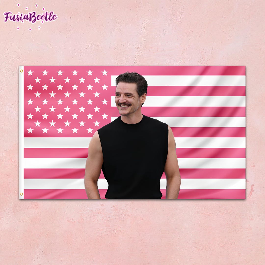 Pedro Pascal Lover American Pink Flag Tapestry, Pedro Pascal Pink Flags ...