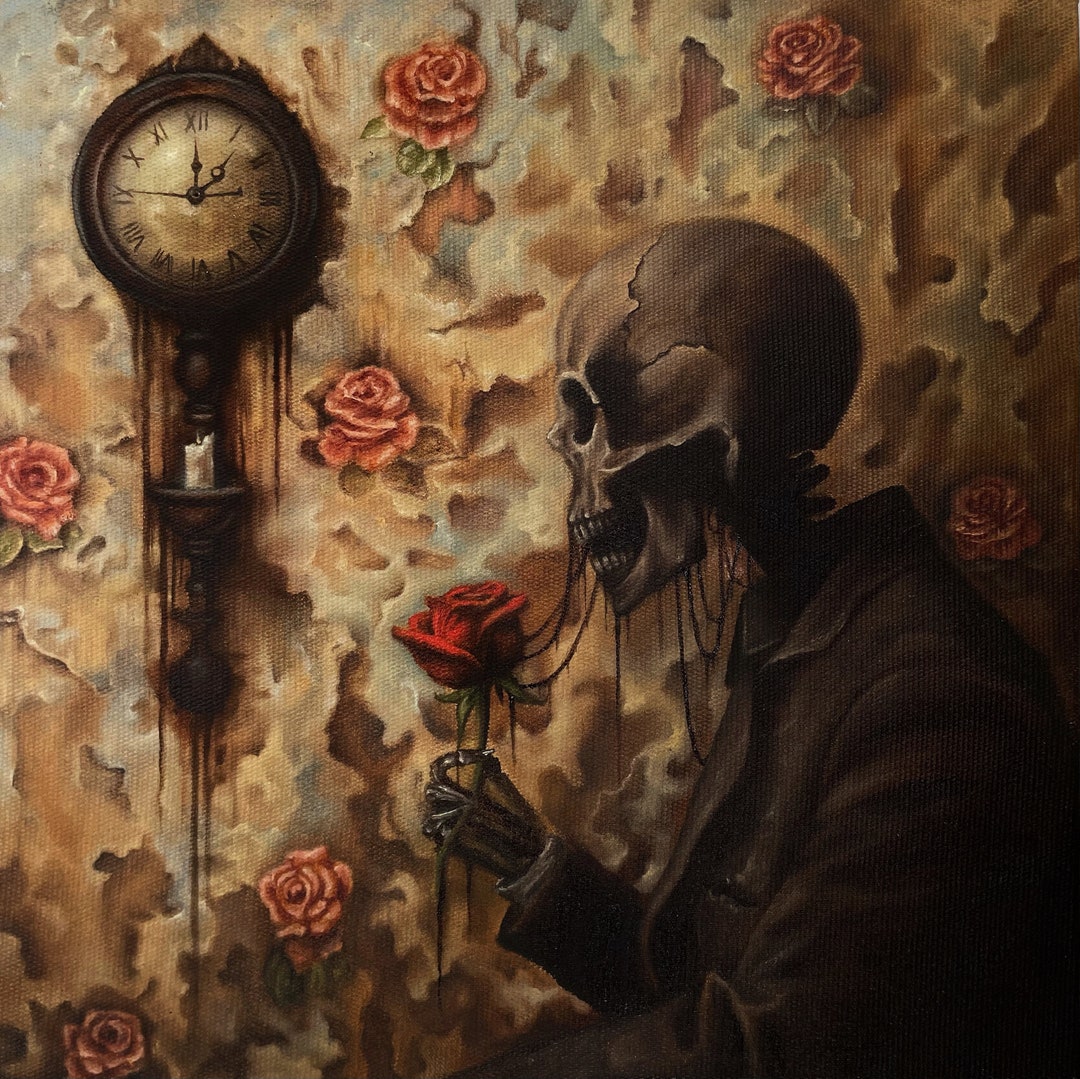 Oil Painting on Canvas, Surreal Art, Dark Surrealism Painting, Skeleton ...