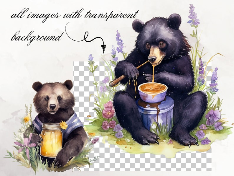 Honey Bears Clip Art Black Bears Clipart Bundle Honey Bear - Etsy