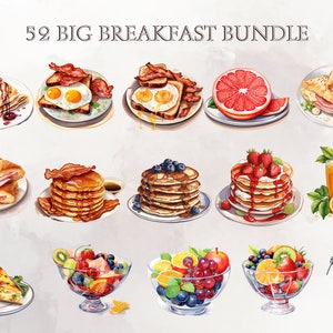 Breakfast Clipart Watercolor Food Clipart Waffles PNG Pancakes Clipart ...