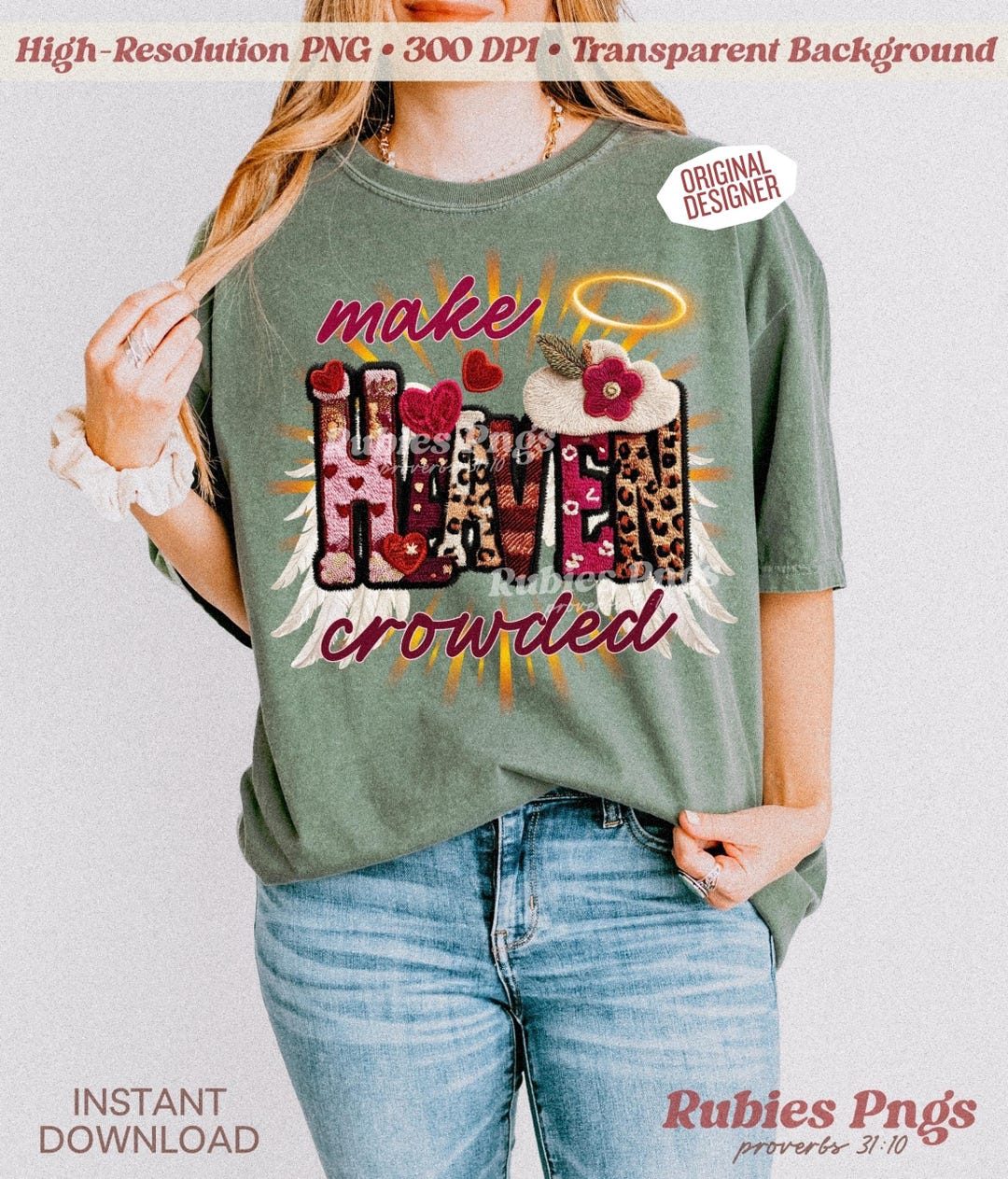 Make Heaven Crowded Png, Christian Embroidery Shirt Designs, Religious ...