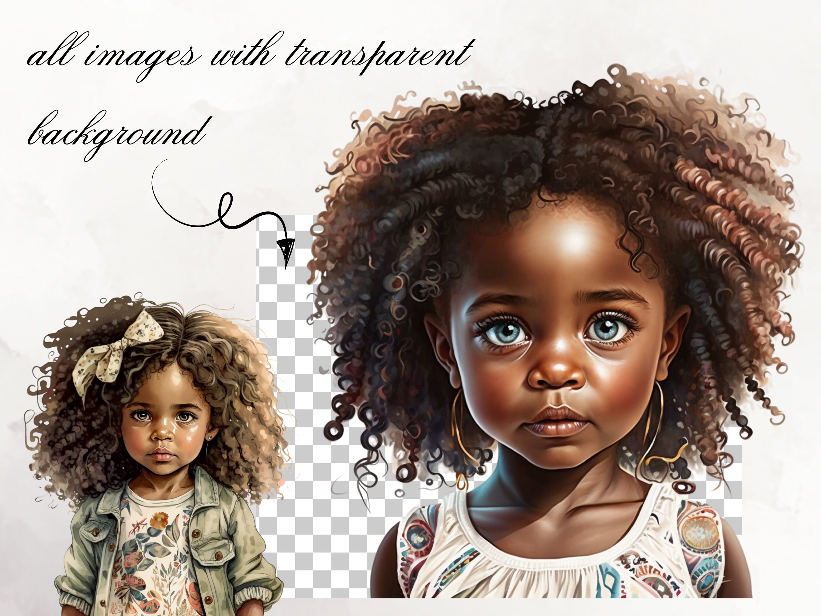 Boho Little Girl Clipart Digital Illustration Bundle PNG - Etsy