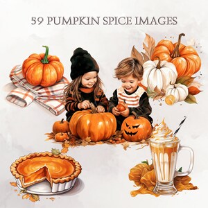 Pumpkin Spice Watercolor Clipart Bundle, Autumnal Graphics (PNG) - Etsy