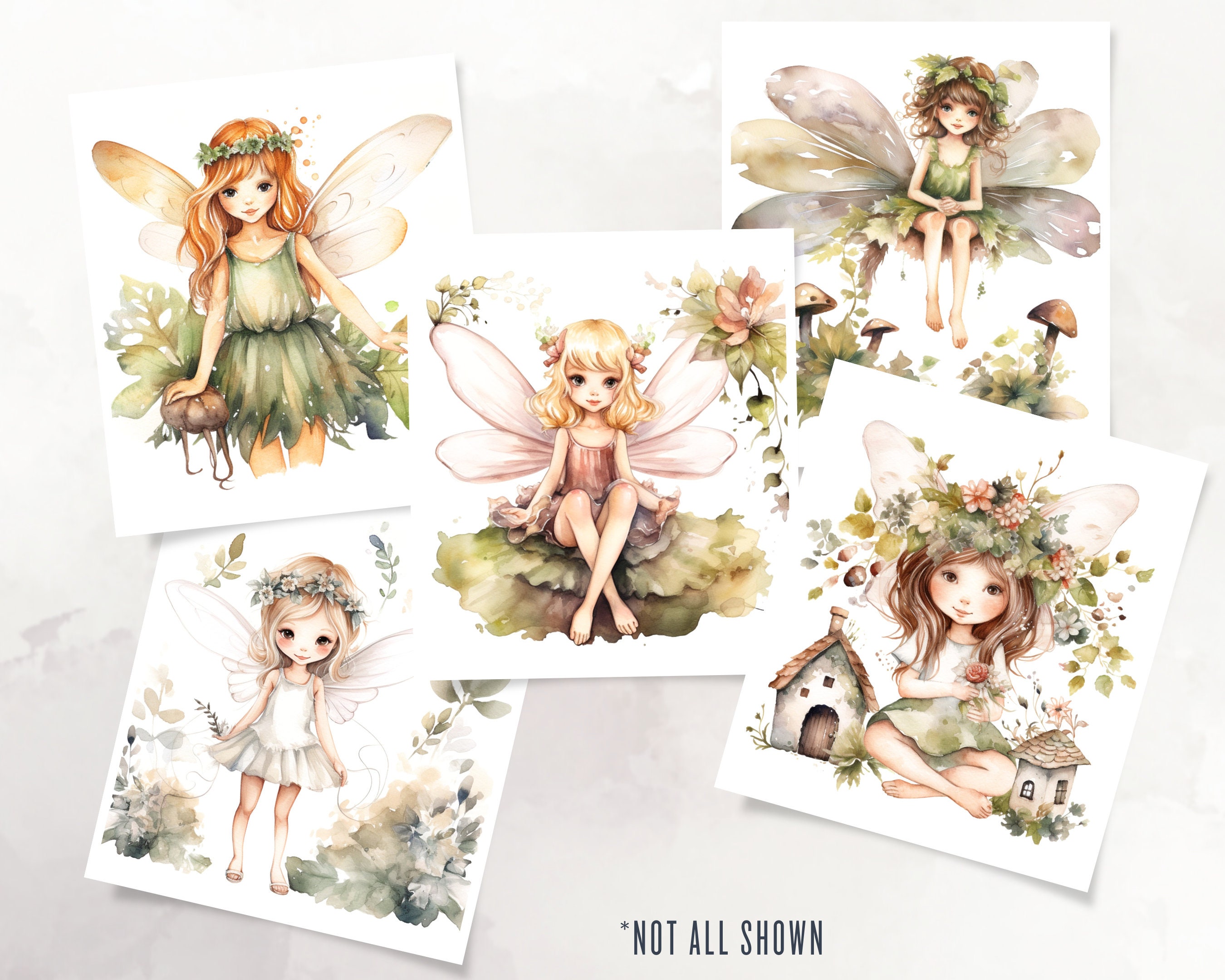 Cottagecore Fairies With Wings Digital Illustration Bundle - Etsy