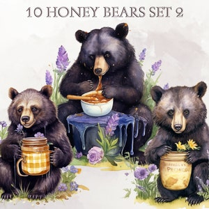 Honey Bears Clip Art Black Bears Clipart Bundle Honey Bear Theme With ...