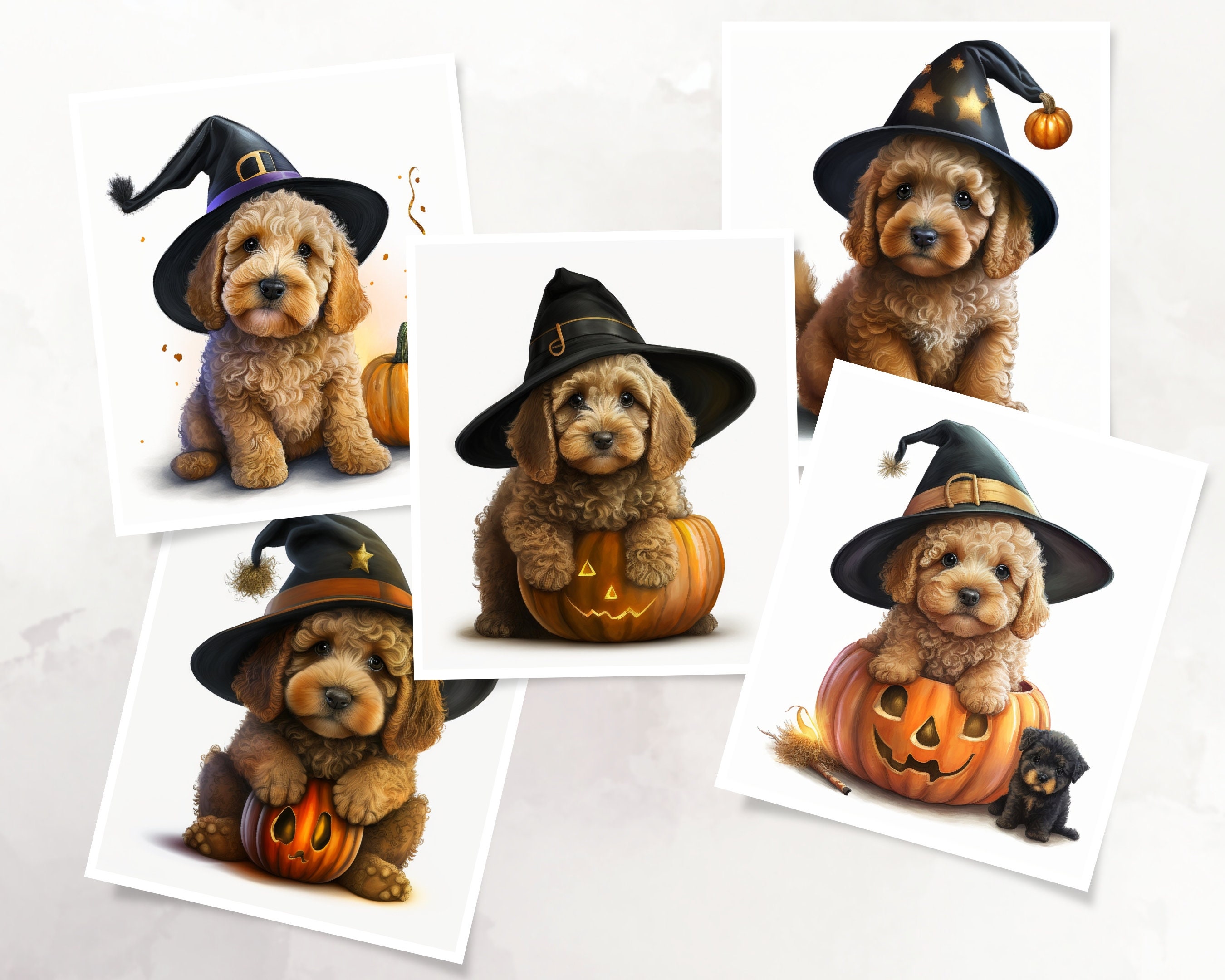 Cute Halloween Puppy Clipart Watercolor Labradoodle Digital - Etsy