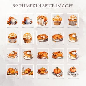 Pumpkin Spice Watercolor Clipart Bundle, Autumnal Graphics (PNG) - Etsy