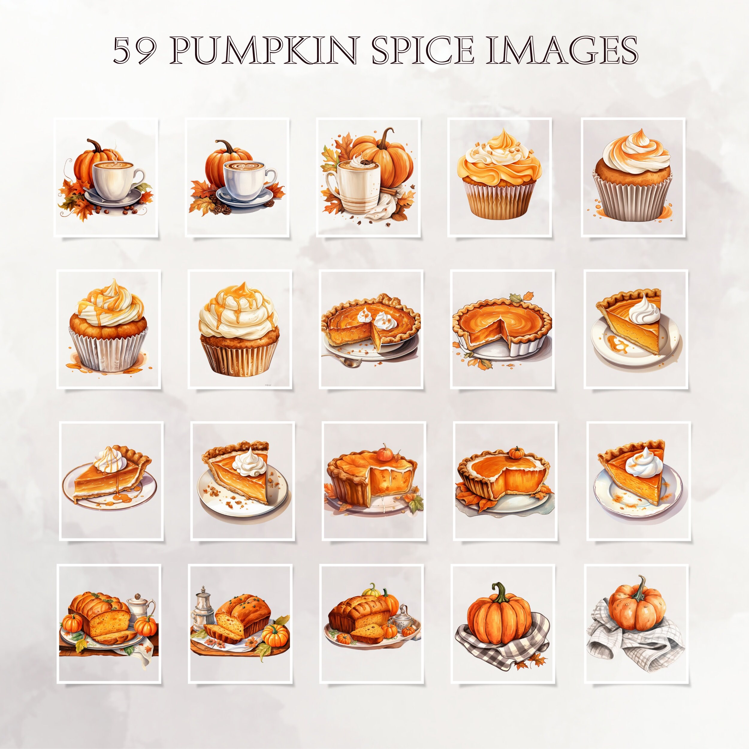 Pumpkin Spice Watercolor Clipart Bundle Autumn Pumpkin - Etsy