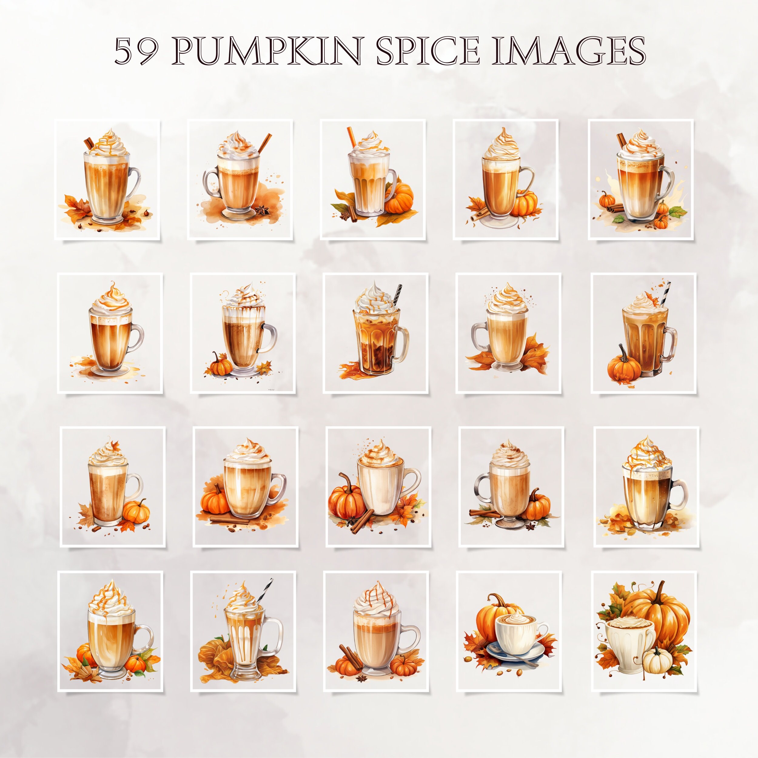 Pumpkin Spice Watercolor Clipart Bundle Autumn Pumpkin - Etsy