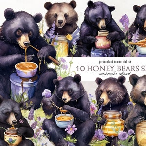 Honey Bears Clip Art Black Bears Clipart Bundle Honey Bear Theme With ...