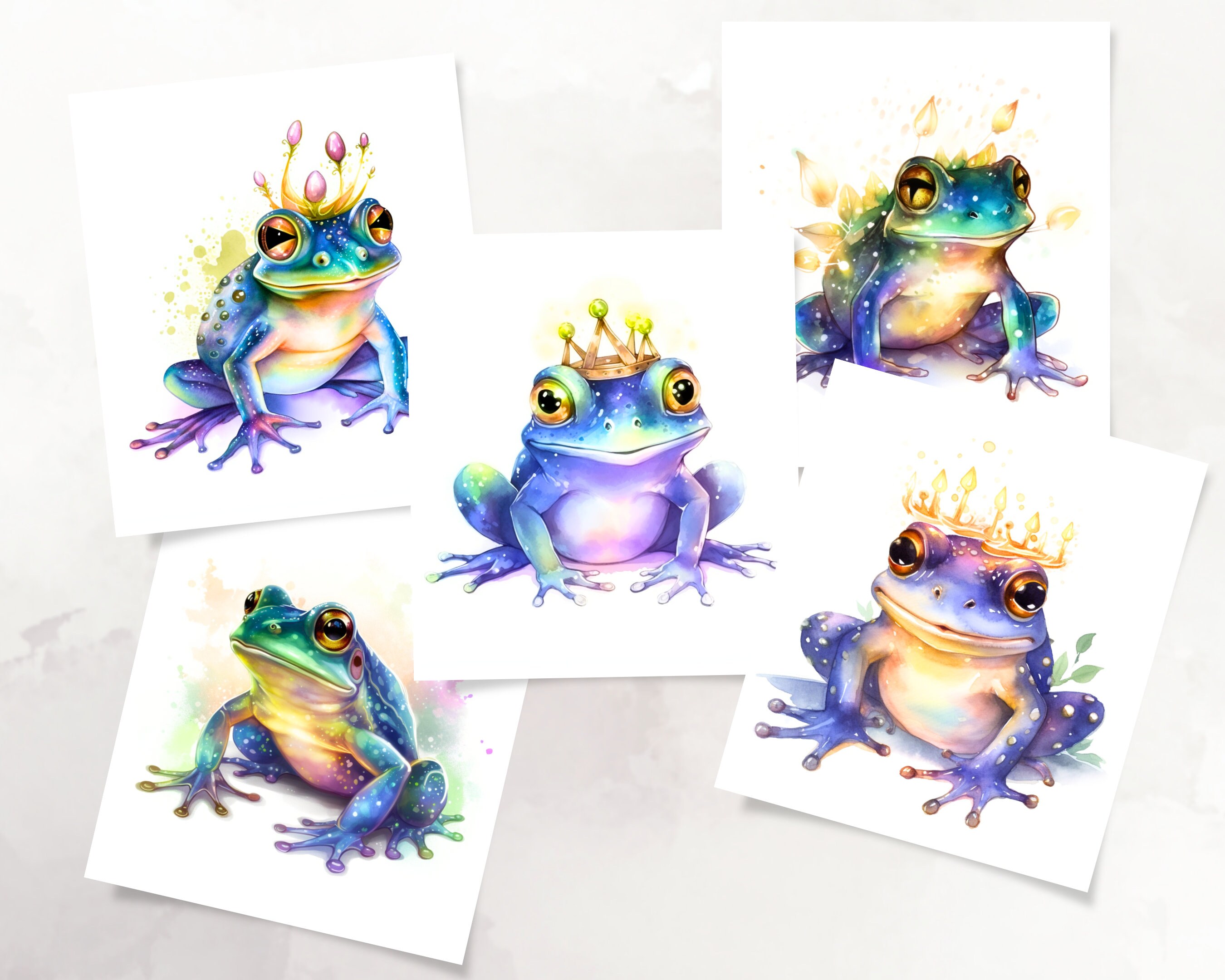 Watercolor Magical Frogs Clipart Bundle Fantasy Frog Digital - Etsy