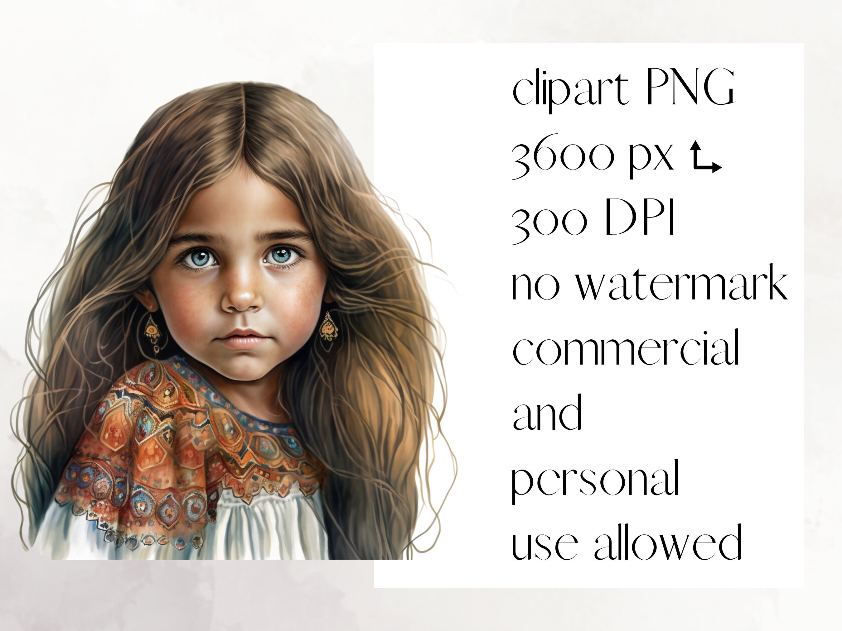 Boho Little Girl Clipart Digital Illustration Bundle PNG - Etsy