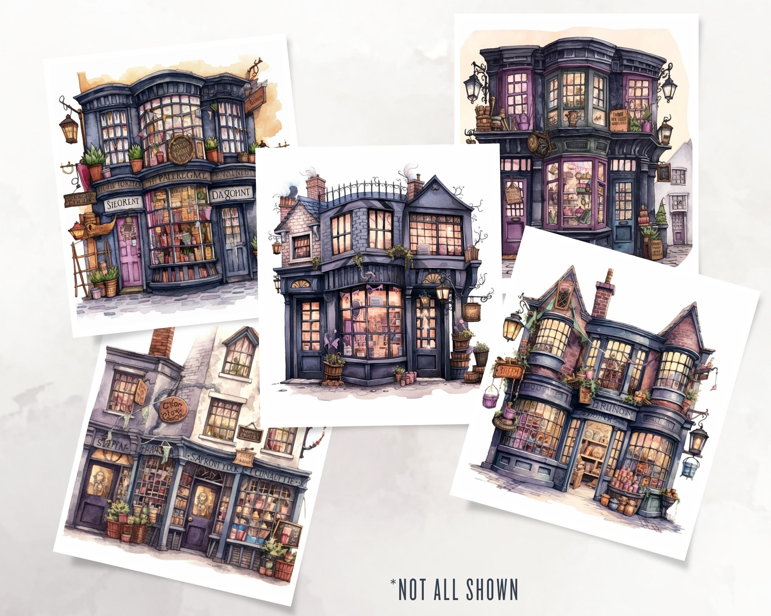 Magic Shops Wizard Alley Watercolor Clipart Magic School - Etsy UK