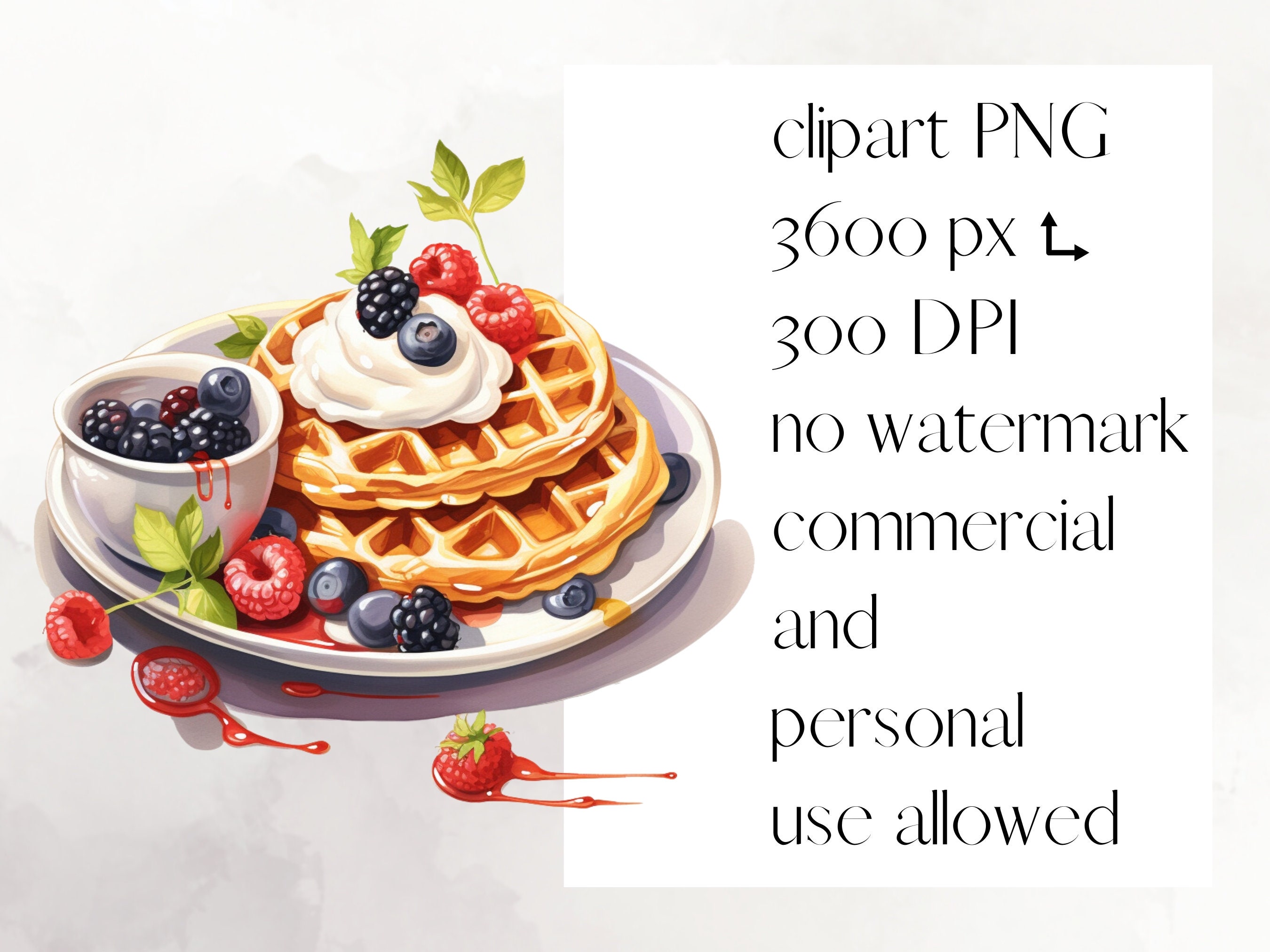 Breakfast Clipart Watercolor Food Clipart Waffles PNG Pancakes - Etsy