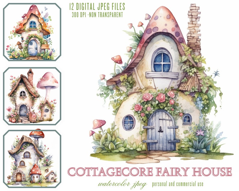 Watercolor Fairy House Clip Art Fairy House Digital - Etsy