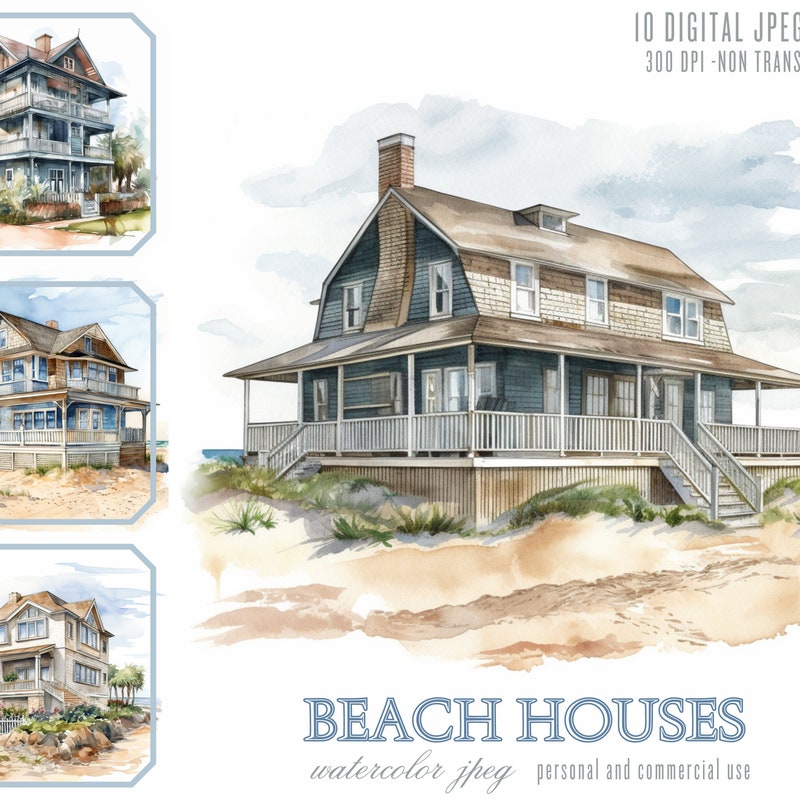 Beach House Clip Art - Etsy