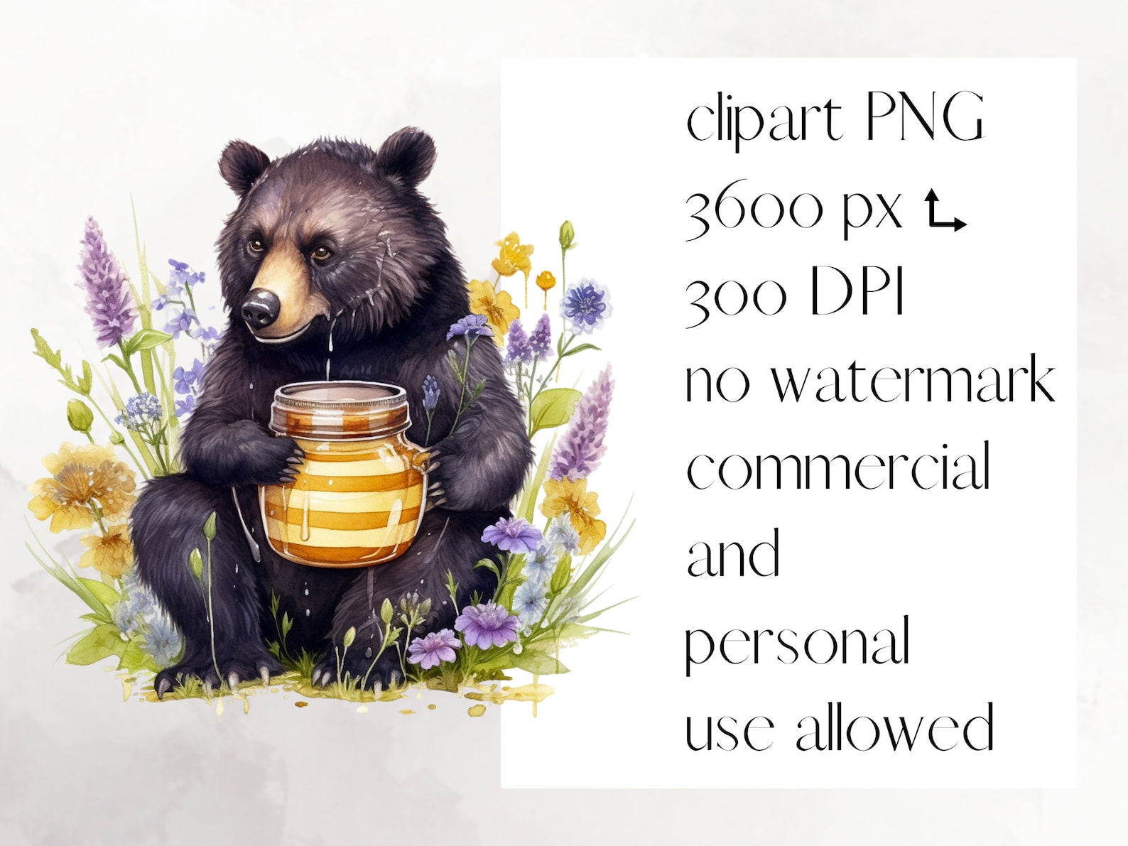 Honey Bears Clip Art Black Bears Clipart Bundle Honey Bear - Etsy