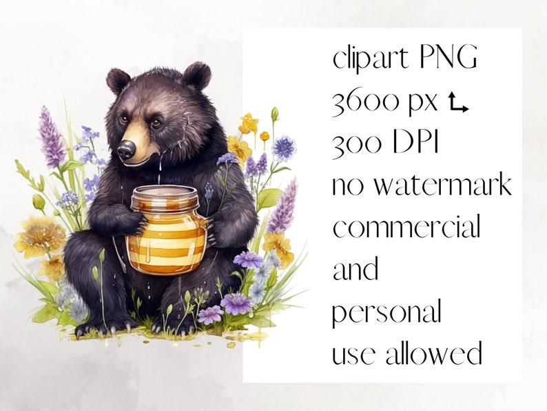 Honey Bears Clip Art Black Bears Clipart Bundle Honey Bear - Etsy